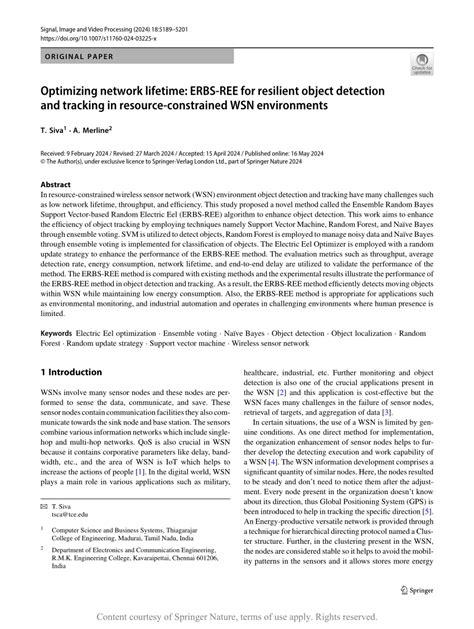 Optimizing Network Lifetime Erbs Ree For Resilient Object Detection And Tracking In Resource