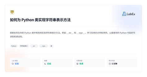 如何为 Python 类实现字符串表示方法 Labex