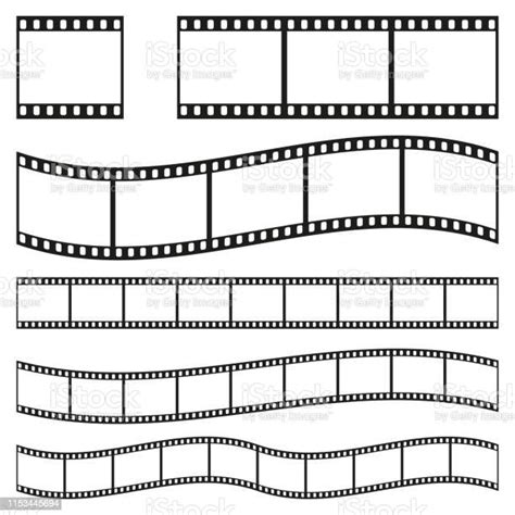 필름 스트립 프레임 또는 테두리 세트 사진 영화 또는 영화 네거티브 벡터 일러스트입니다 카메라 필름에 대한 스톡 벡터 아트 및