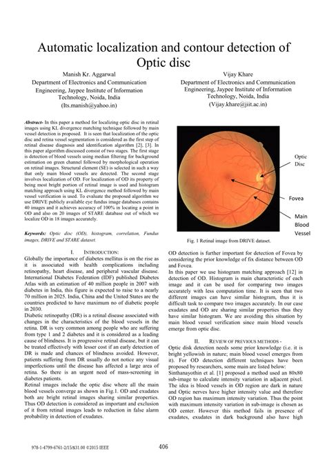 Pdf Automatic Localization And Contour Detection Of Optic Disc
