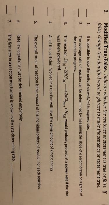 Solved Modified Truefalse Indicate Whether The Sentence Or