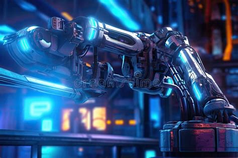 Futuristic Machines In Factory Industrial Robotic Arm Stock Illustration Illustration Of