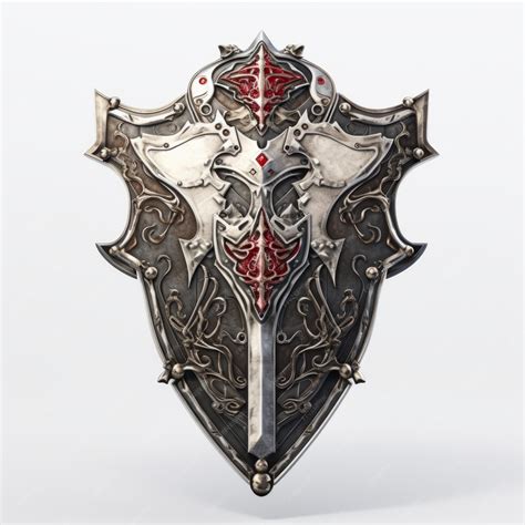 Premium Photo Realistic 3d Gothic Shield And Swords With Wizard