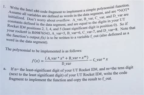 Solved Write The Intel X86 Code Fragment To Implem Assume