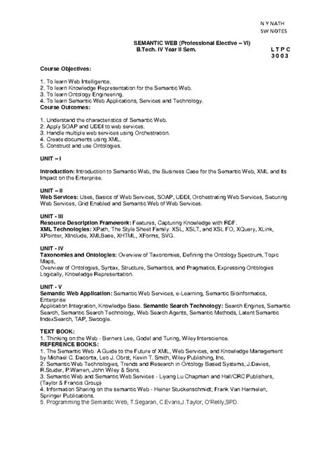 Semantic Web 1 Unit 1 Sw Notes Semantic Web Professional Elective