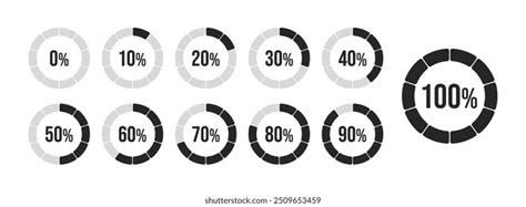 Set Loading Indicator Progress Bar Percentage Stock Vector Royalty