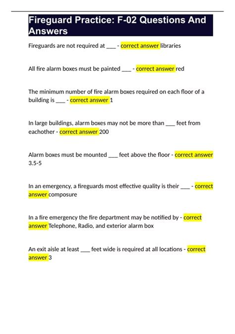 Fireguard Practice F 02 Questions And Answers Fireguard Stuvia Us