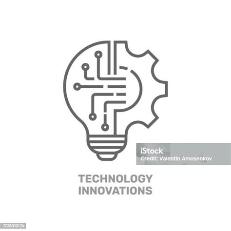 전구와 톱니바퀴 기호가 있는 혁신 기술 아이콘 창조적 인 해결책 전구와 톱니 바퀴 벡터 기호 주당순이익 10 Cpu에 대한 스톡 벡터 아트 및 기타 이미지 Istock
