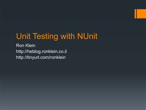 Unit Testing With Nunit Pptx Programming Languages Computing
