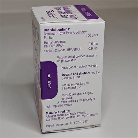 Botox Allergan 100unit Premier Derm Usa