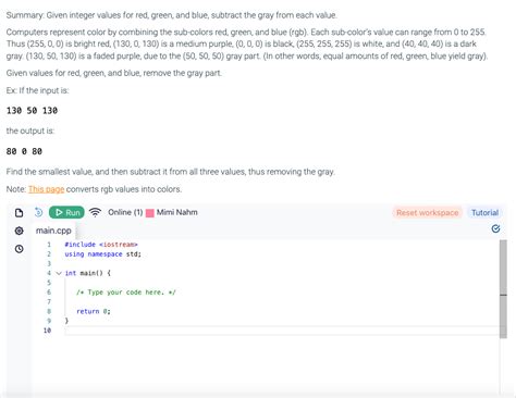 Solved Summary Given Integer Values For Red Green And