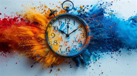 Vintage Alarm Clock With Exploding Colorful Powder Stock Image Image Vintage Alarm Clock With Exploding Colorful Powder Stock Image Image