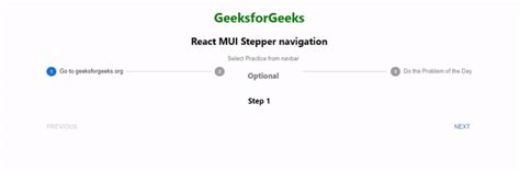 React Mui Stepper Navigation Geeksforgeeks