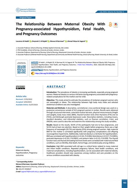Pdf The Relationship Between Maternal Obesity With Pregnancy Associated Hypothyroidism Fetal