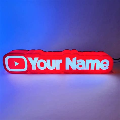 Custom Youtube Channel Name RGB LED Lamp Etsy