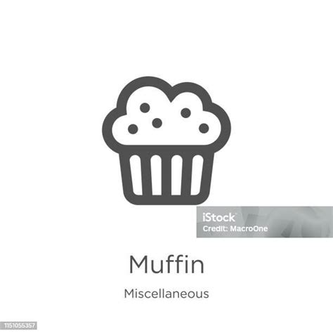 기타 컬렉션에서 머핀 아이콘 벡터 얇은 라인 머핀 개요 아이콘 벡터 일러스트 레이 션입니다 웹 사이트 디자인 및 모바일 앱
