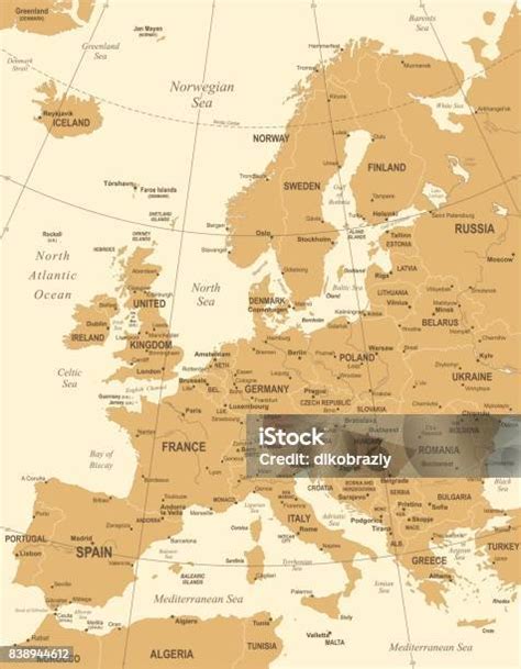 แผนที่ยุโรป ภาพประกอบเวกเตอร์วินเทจ ภาพประกอบสต็อก ดาวน์โหลดรูปภาพตอนนี้ ประเทศนอร์เวย์ แผน