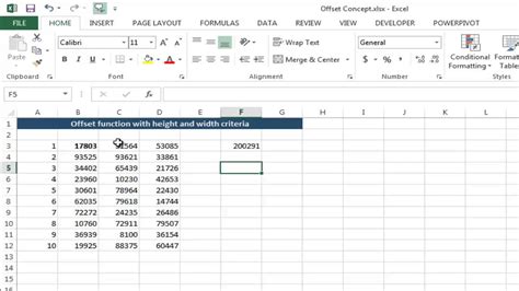 Offset Function With Height And Width Bhaveshs Excel Tricks Youtube