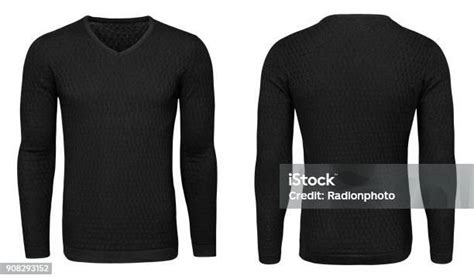 빈 서식 파일 망 블랙 셔츠 긴 소매 전면 및 후면 보기 클리핑 경로와 격리 된 흰색 배경 위한 디자인 스웨터 이랑 인쇄 0명에 대한 스톡 사진 및 기타 이미지 Istock