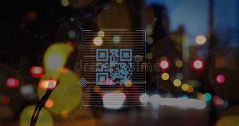 Animation Of Scanning Qr Code In Square Over Connected Dots And Blurred