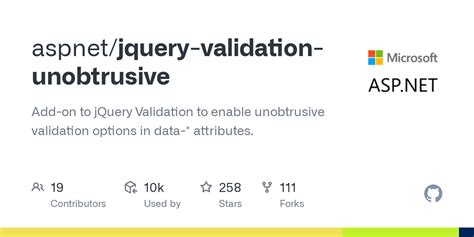 Github Aspnetjquery Validation Unobtrusive Add On To Jquery