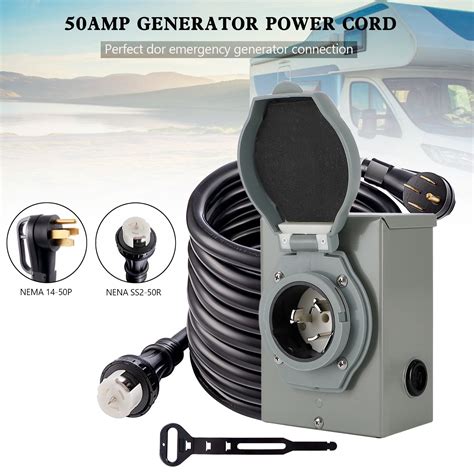50Amp Heavy Duty RV Extension Cord 25FT With Waterproof Power Inlet Box