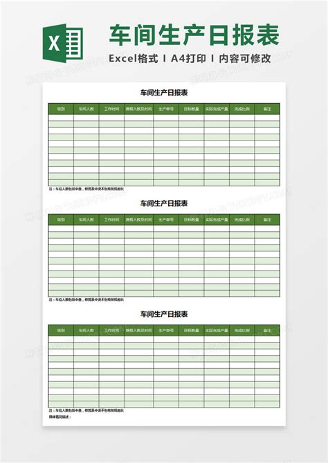 车间生产日报表excel模板下载 熊猫办公