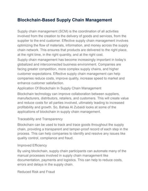 Blockchain Based Supply Chain Management Pdf
