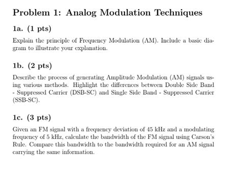 Solved Problem 1 Analog Modulation Techniques1a 1