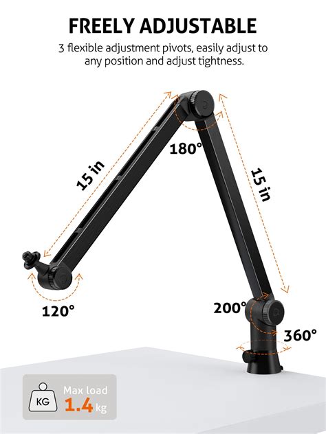 Sunmon Hyperx Quadcast Boom Arm Upgraded Heavy Duty Mic Arm