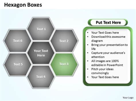Ppt Hexagon Shapes Text Boxes Editable PowerPoint Templates 2007 PowerPoint Templates