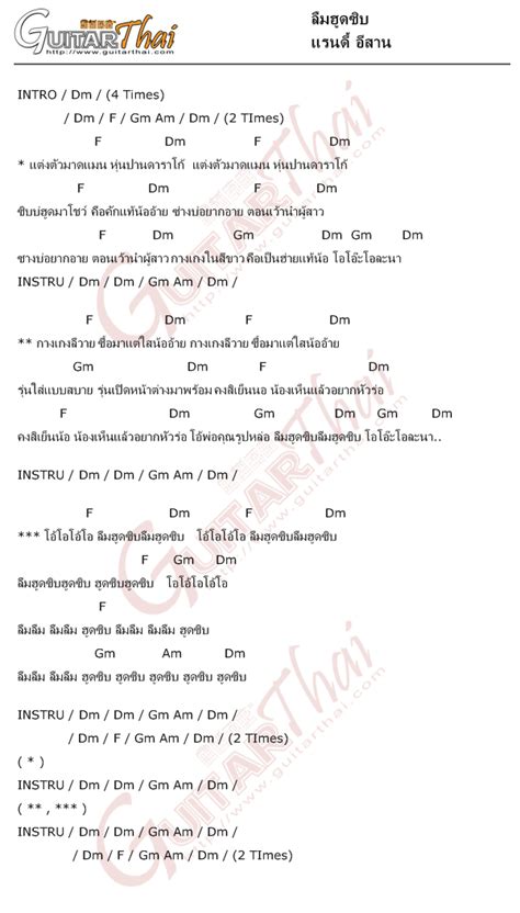 คอร์ดเพลง ลืมฮูดซิบ แรนดี้ อีสาน