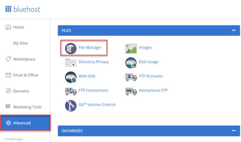 File Manager How To Create Remove And Edit Files Bluehost Support