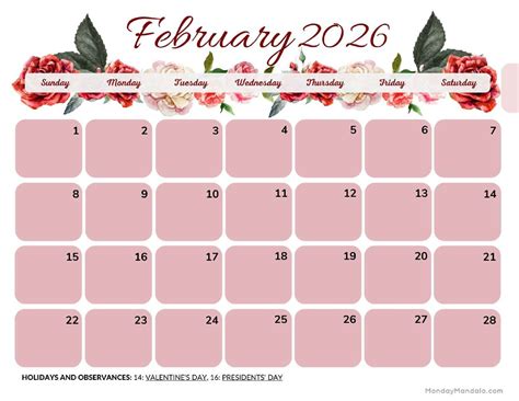 February 2026 Calendar Printable Landscape