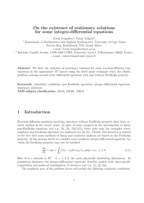 Pdf On The Existence Of Stationary Solutions For Some Systems Of Non Fredholm Integro