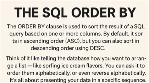 The Sql Order By