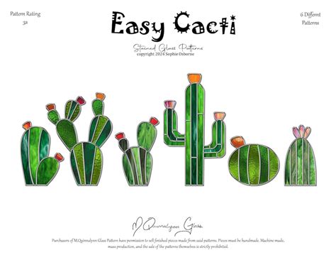 Easy Cacti Stained Glass Patterns Etsy