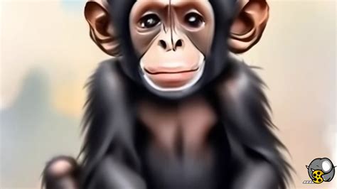 نقاشی دیجیتال بچه میمون نشسته فیلو