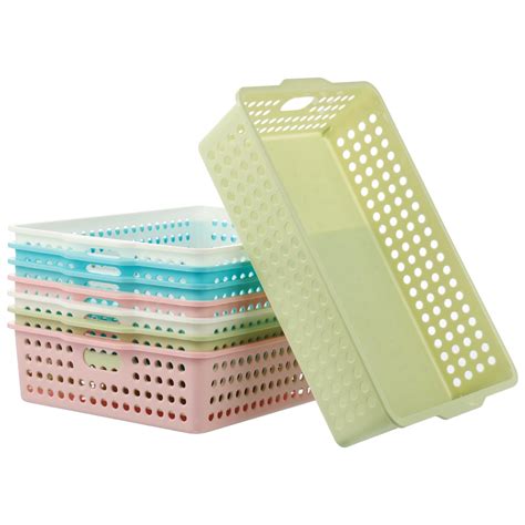 8 Piece Colorful Plastic Classroom Storage Bins Organizing Papers Trays Arts And