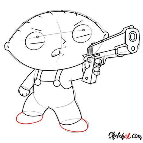 Step By Step Tutorial On How To Draw Stewie Griffin With A Gun