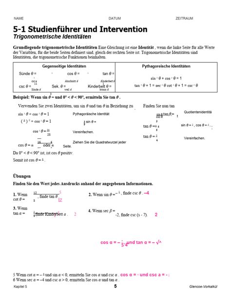 Precalculus Chapter 5 Packet Answers Pdf