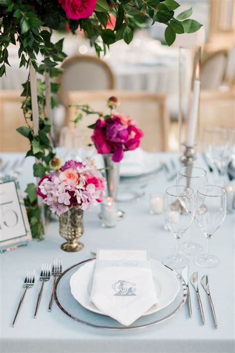 Elegant Reception Place Setting Custom Monogram On Linen Napkins