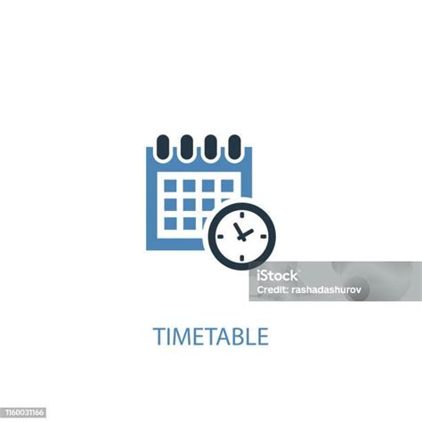 시간표 개념 2 컬러 아이콘입니다 간단한 파란색 요소 그림입니다 시간표 개념 기호 디자인입니다 웹 및 모바일 Uiux에 사용할