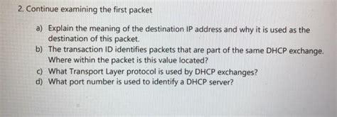 Solved Dhcp Packet Analysis This Exercise Involves Using