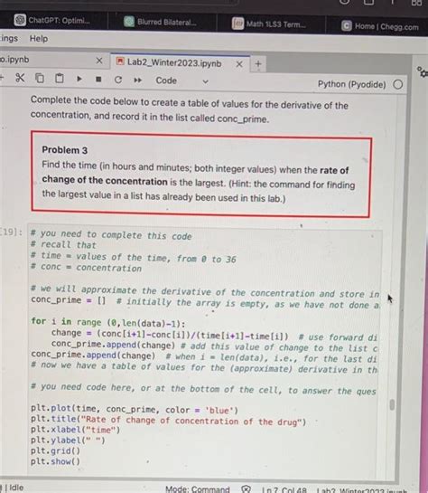 Solved Complete The Code Below To Create A Table Of Values Chegg Com