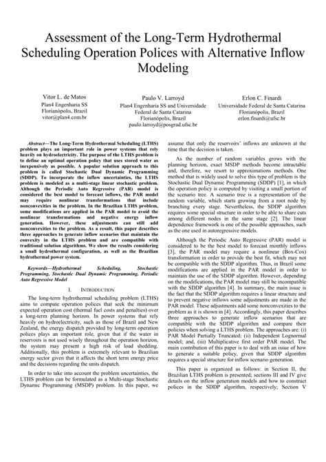 Pdf Assessment Of The Long Term Hydrothermal Scheduling Operation