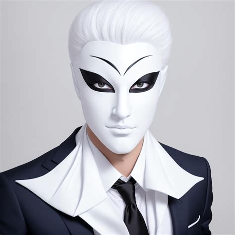 Premium Ai Image A Man Wearing A White Mask With Black Eyes And A