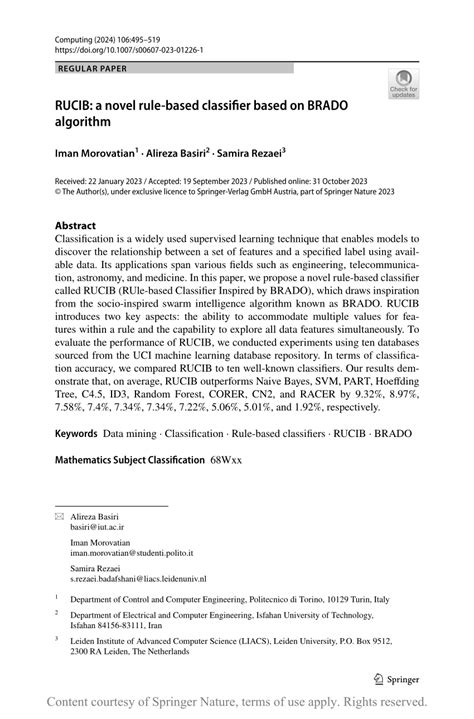 Rucib A Novel Rule Based Classifier Based On Brado Algorithm
