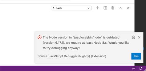 Immediate Node Version Is Outdated Notification On Startup Issue Microsoft Vscode Js