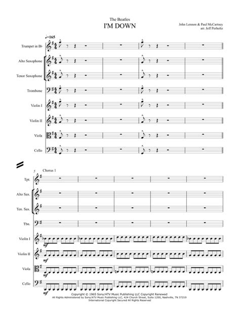 Im Down Arr Jeff Perholtz Por The Beatles Partituras Para Conjunto